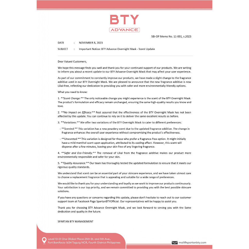 BTY Advance Overnight Mask 250g | La Belleza AU Skin & Wellness