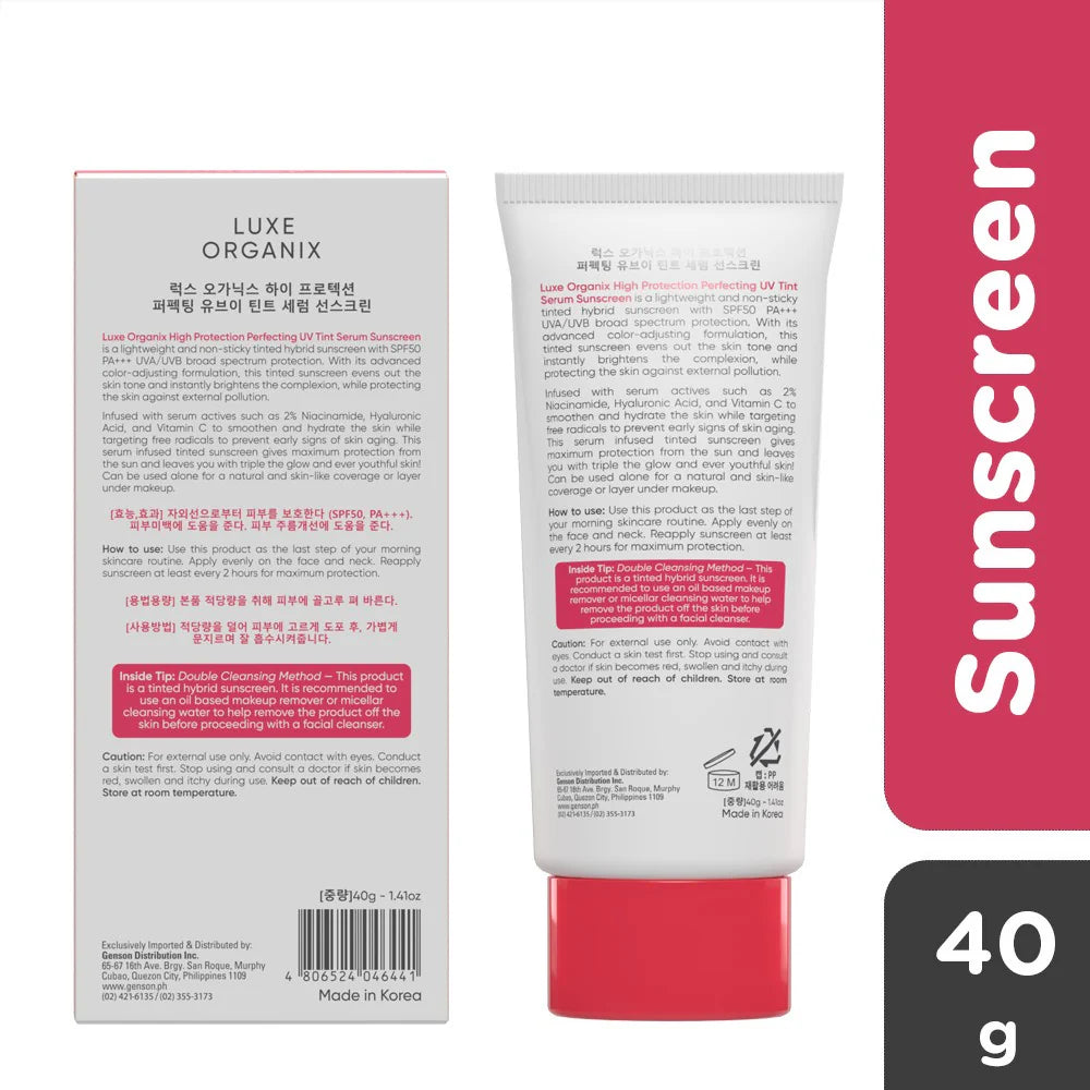 Luxe Organix High Protection Perfecting UV Tint Serum Sunscreen SPF 50 ...