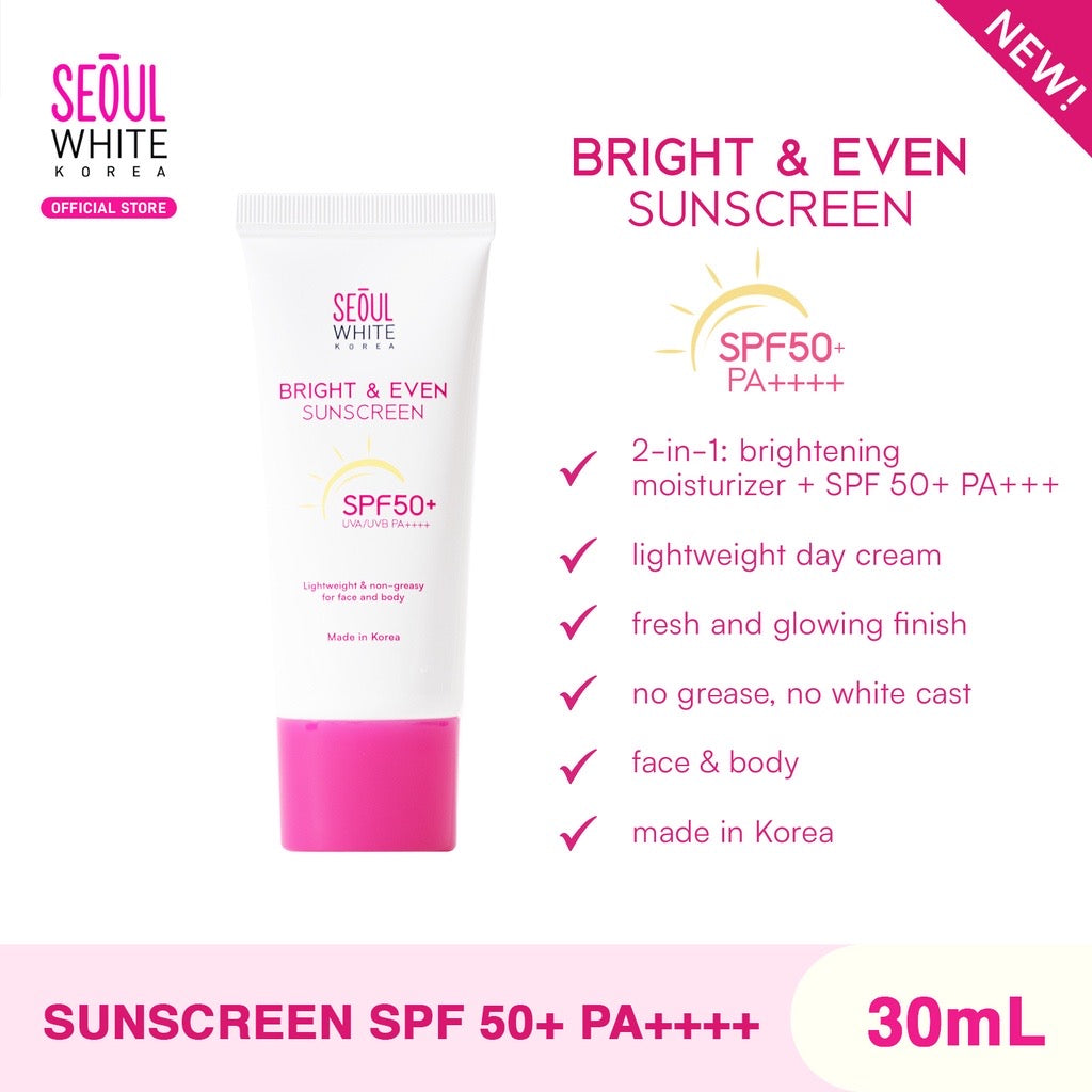 Seoul White Korea BRIGHT & EVEN Sunscreen SP50+ PA++++ Tube 30ml (exp ...