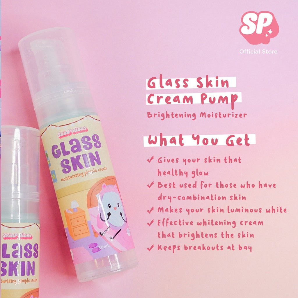 SkinPotions Glass Skin Cream Pump 30g - Brightening Anti-Acne Moisturi ...